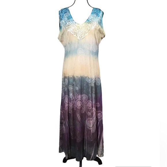 Reba | Dresses | Reba Womens Vintage Lace Sleeveless Maxi Dress Size L ...